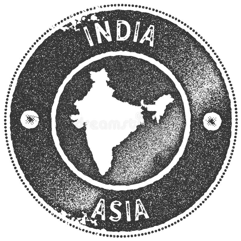 Sello Del Vintage Del Mapa De La India Ilustración del Vector ...