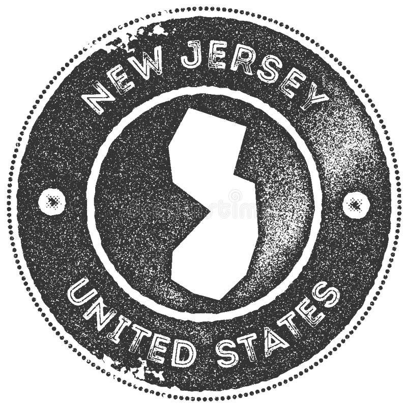 Sello Del Vintage Del Mapa De New Jersey Ilustración del Vector ...