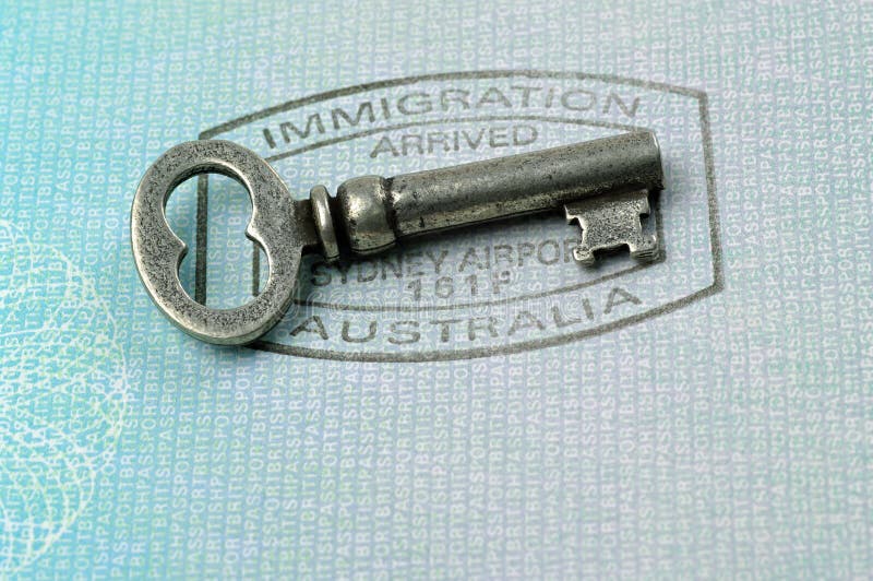 Sello Y Clave De La Inmigración Imagen de archivo - Imagen de ...