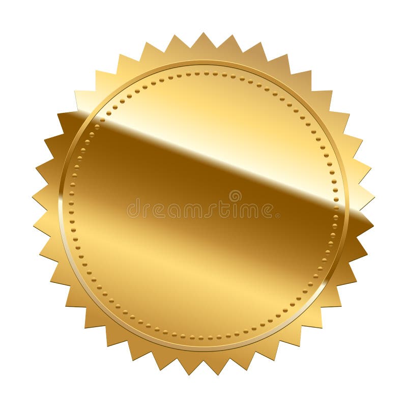Selo Dourado Com Fitas Isolado Sobre Fundo Transparente. Elemento De ...
