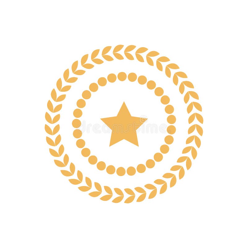 Selo Dourado Laurel Branch Circle Dots Stamp Redondo Ilustração do ...