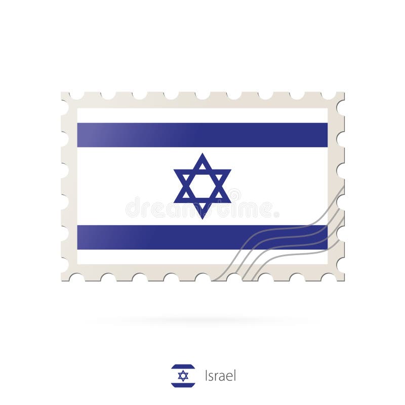 Selo Postal Com a Imagem Da Bandeira De Israel Ilustração do Vetor ...