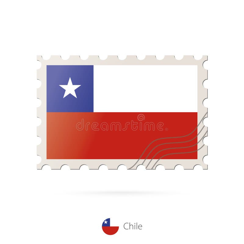 Selo Postal Com a Imagem Da Bandeira Do Chile Ilustração do Vetor ...