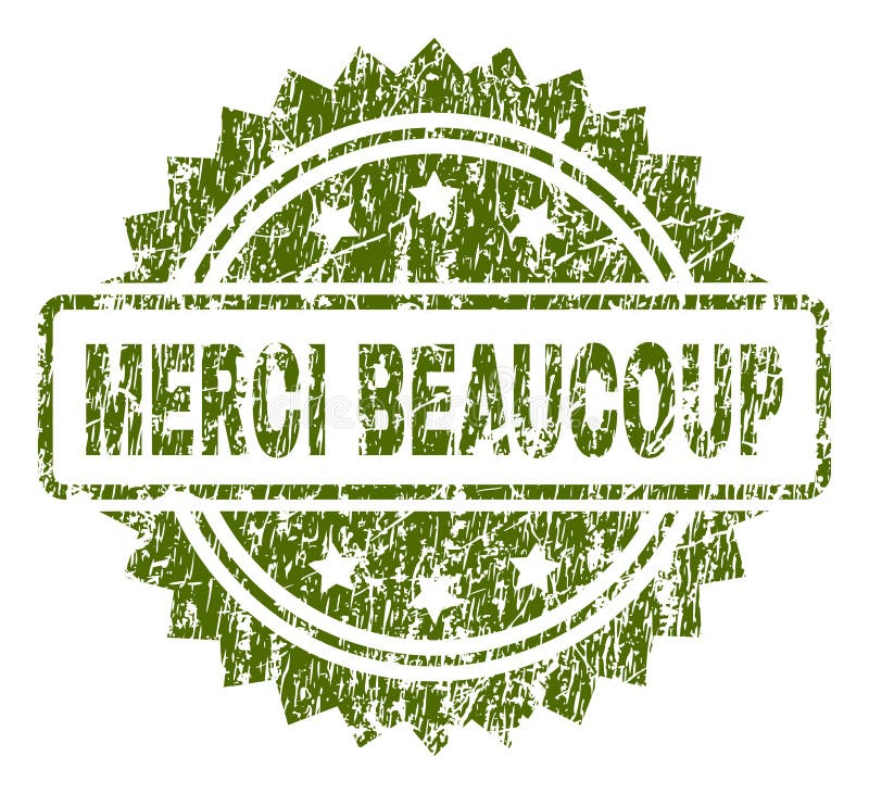 Selo Textured Riscado Do Selo De MERCI BEAUCOUP Ilustração do Vetor ...