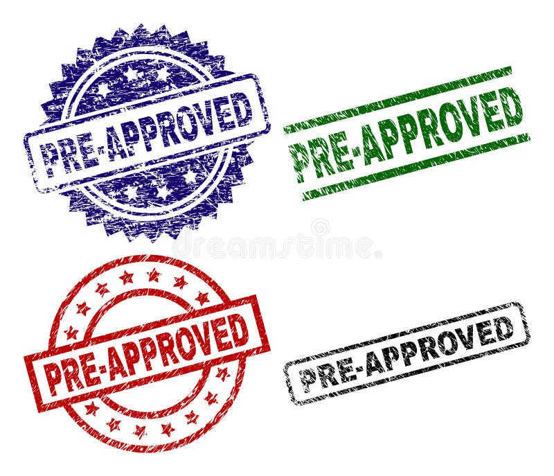 Selos Textured Danificados Do Selo De PRE-APPROVED Ilustração do Vetor ...