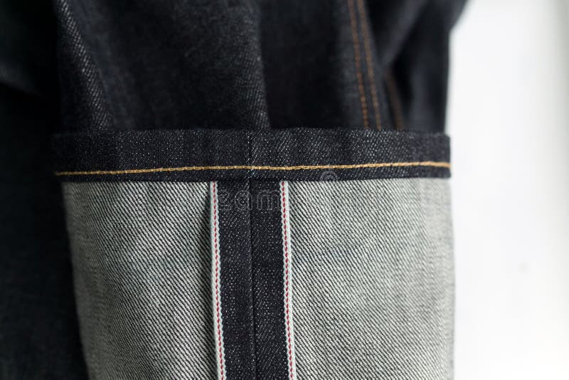 Selvedge Denim Jeans Closeups Stock Photo - Image of white, background ...