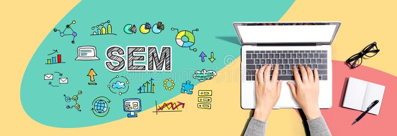 SEM with Person Using a Laptop Stock Image - Image of laptop, text ...