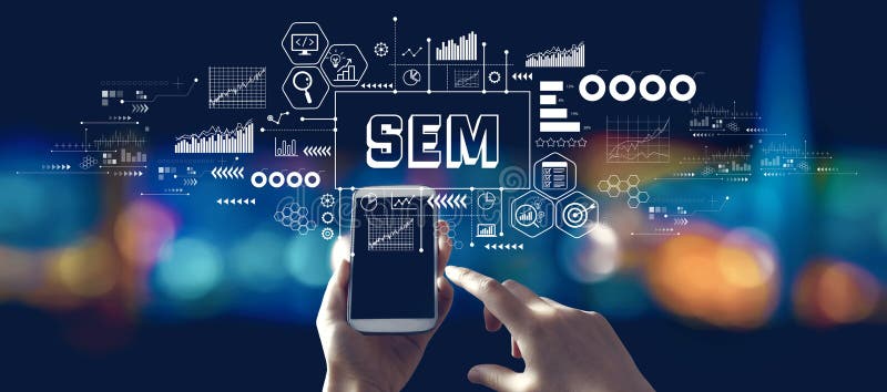 SEM with Person Using a Smartphone at Night Stock Image - Image of ...