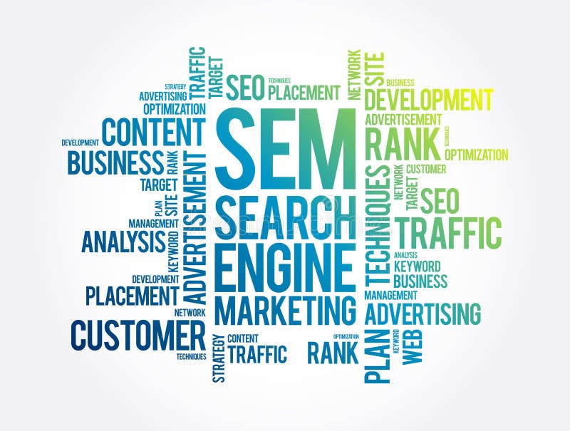 SEM - Search Engine Marketing Word Cloud, Business Concept Background ...