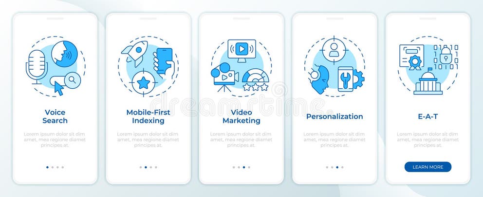 SEM Technologies Blue Onboarding Mobile App Screen Stock Illustration ...