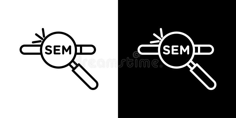 SEM Thin Line Vector Icon Set Stock Illustration - Illustration of ...