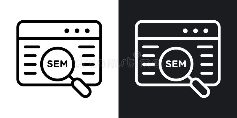 SEM Thin Line Vector Icon Set Stock Illustration - Illustration of ...