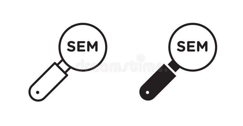 SEM Thin Line Vector Icon Set Stock Illustration - Illustration of ...