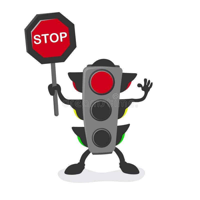 Semaforo Mascotte Semaforo Rosso Stop Illustrazione Vettoriale ...