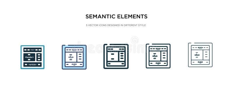 Semantic Elements Icon in Different Style Vector Illustration. Two ...