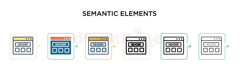 Semantic Elements Icon in Filled, Thin Line, Outline and Stroke Style ...
