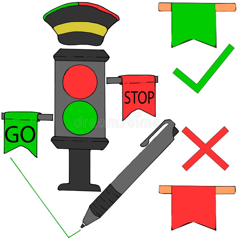 Isolated Objects:check Boxes,check Marks,crosses and Traffic Lights ...