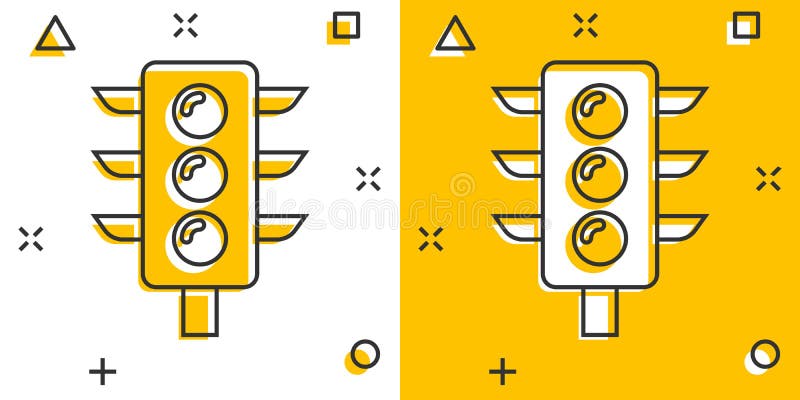 Semaphore Icon in Comic Style. Traffic Light Cartoon Vector ...