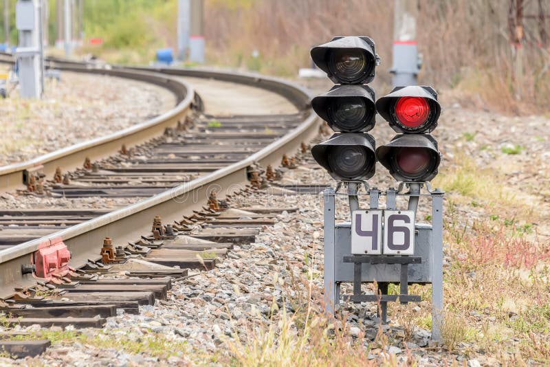 Railway semaphore stock image. Image of lamp, station - 126745001