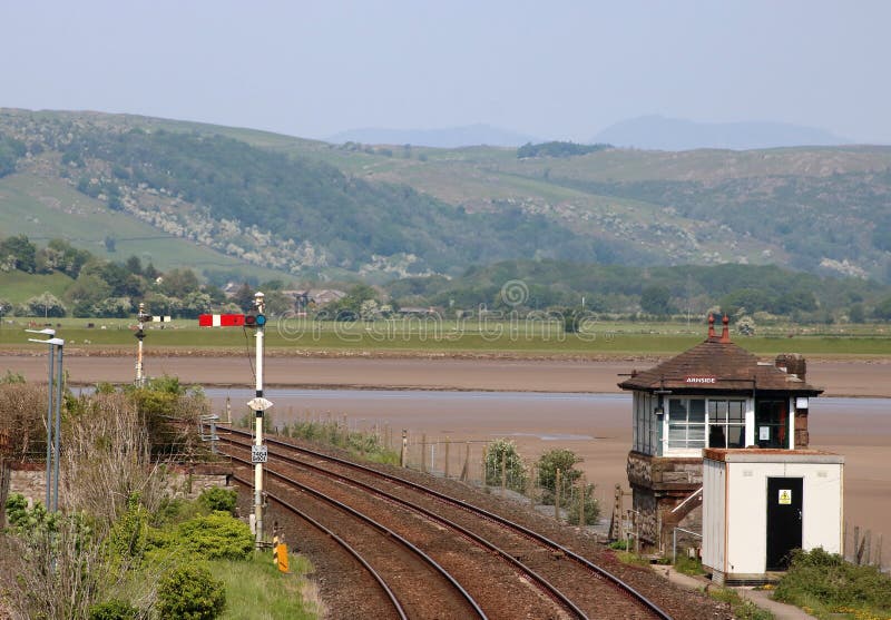 Semaphore Railway Signals and Signal-box Arnside Editorial Image ...