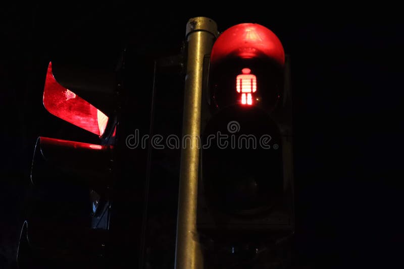 Semaphore Red Lights in the Night Stock Photo - Image of semaphore ...