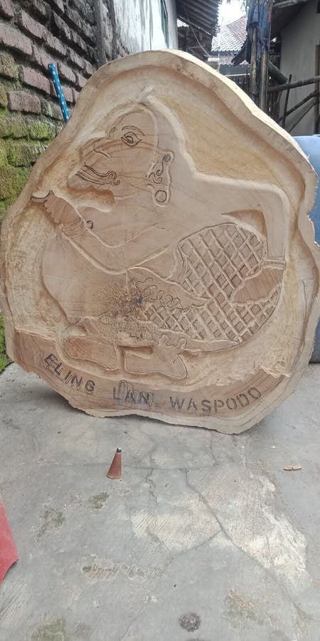 Semar mesem wood carving stock photo. Image of legend - 286116182