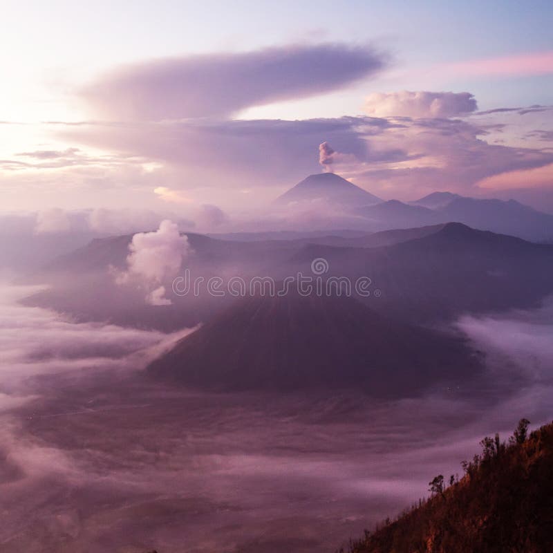 Semeru Peak at the Sunrise, Java, Indonesia Stock Photo - Image of ...