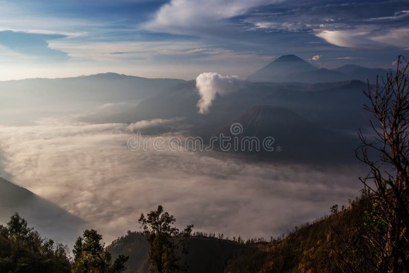 Semeru Peak at the Sunrise, Java, Indonesia Stock Image - Image of ...