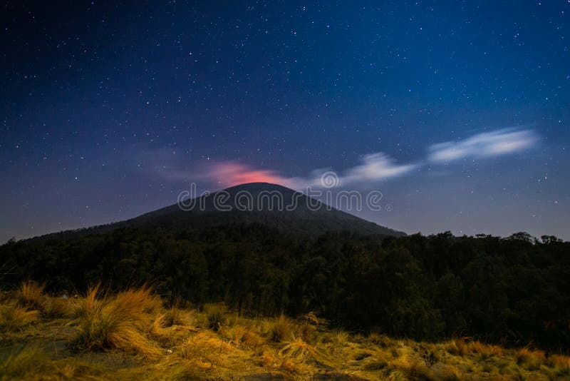 Semeru Volcano Eruption Night Stock Photo - Image of long, dark: 49951384