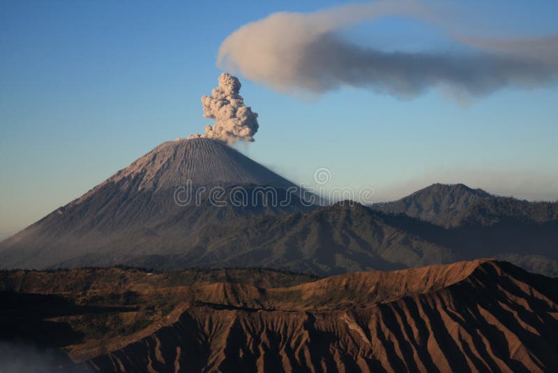 Semeru Volcano on Java, Indonesia Stock Image - Image of panorama ...