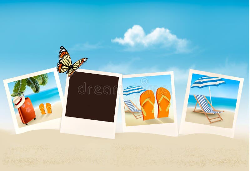 Semesterbilder Från Stranden Vektor Illustrationer - Illustration av ...