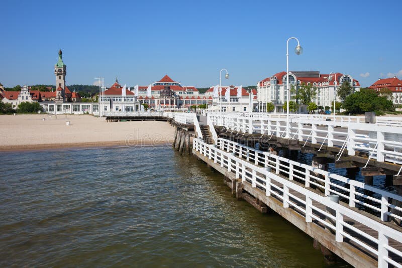 Sopot Stadhav Och Strand I Polen Arkivfoto - Bild av semesterort ...