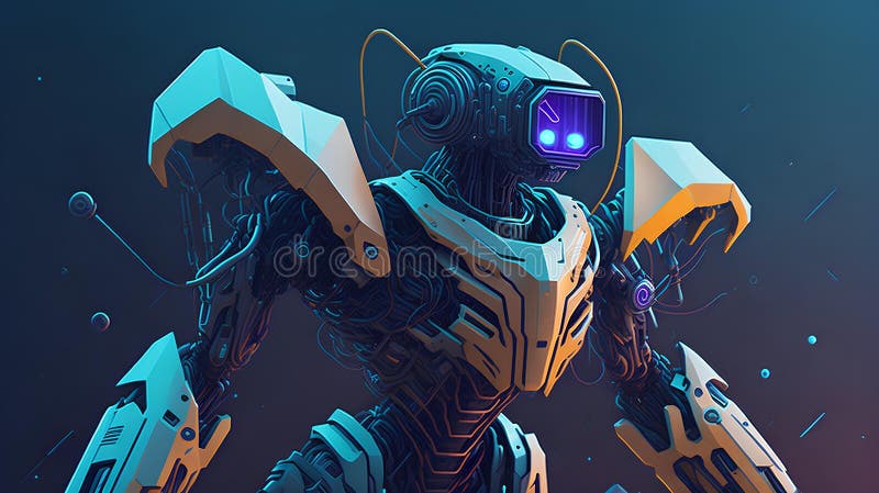 Semi Abstract AI Technology Digital Robot Graphics Stock Illustration ...