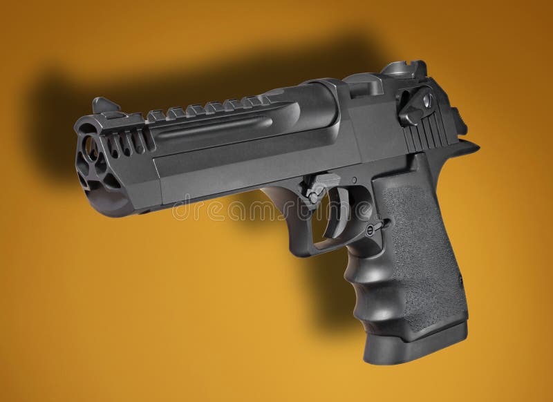 Semi Auto Pistol on Orange with Shadow Stock Image - Image of weapon ...