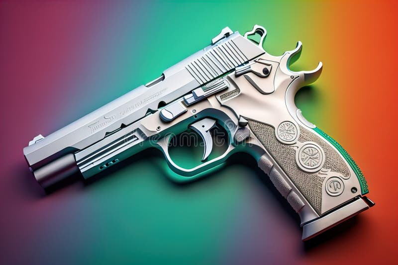Semi-automatic Handgun on a Solid Color Background. Close-up Stock ...