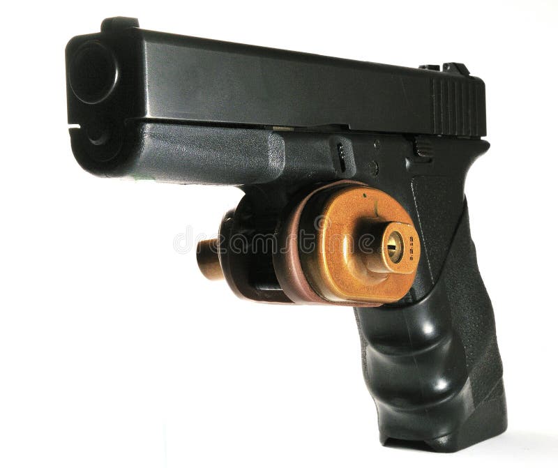 Semi-automatic Handgun with Trigger Lock Stock Image - Image of black ...