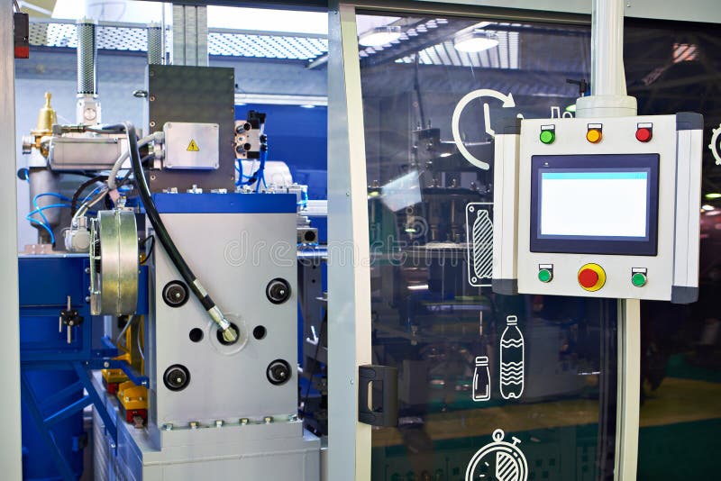 Semi-automatic for the Production of Plastic Bottles Stock Photo ...