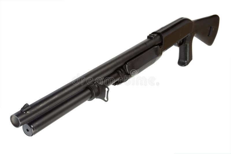 Semi-automatic Pump Action Shotgun Stock Image - Image of kill, black ...