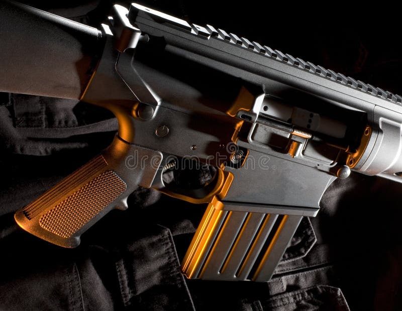 AR-15 rifle and magazines stock photo. Image of caliber - 17620964