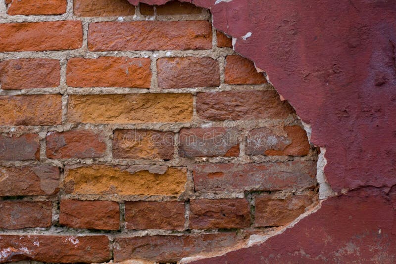 Semi Broken Brick Wall on the House. the Background Stock Image - Image ...