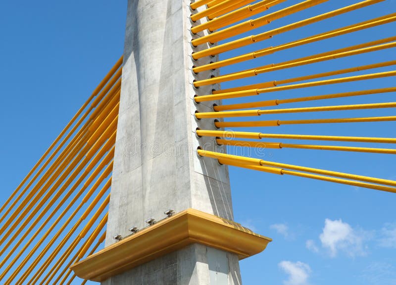 Semi-cable-stayed bridge stock image. Image of architecture - 76717649