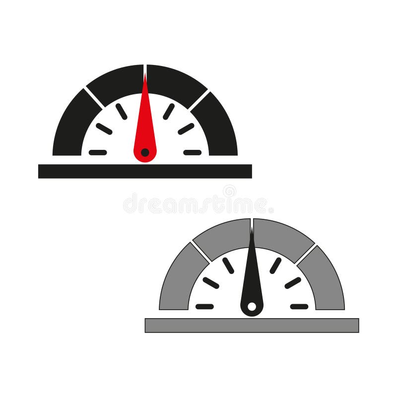 Semi-circle Speedometer Icons. Measurement Indicator. Vector ...