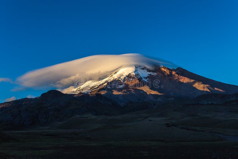 Chimborazo with Clouds and Blue Sky Stock Image - Image of view ...