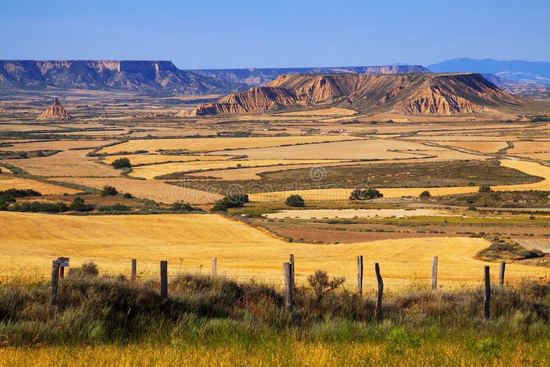 Semi-desert Landscape in Summer. Navarra Stock Image - Image of mount ...