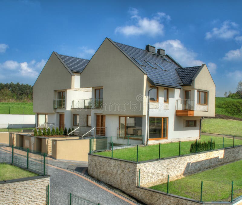 Semi detached house stock photo. Image of suburban, garden - 14252272