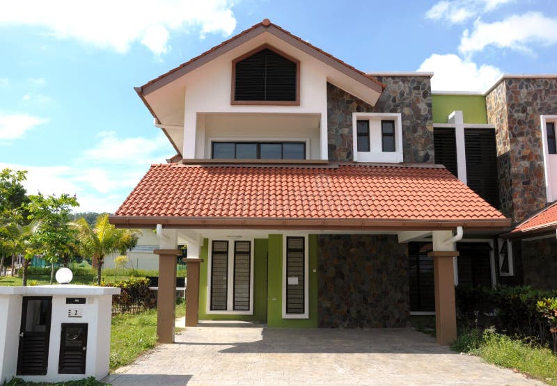 Semi Detached House stock photo. Image of cloud, house - 23002092