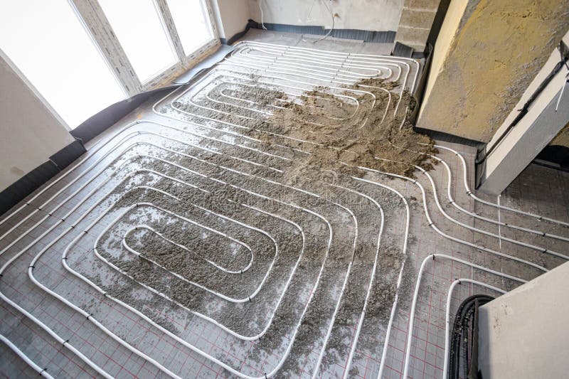 Sand and Cement Floor Screed Over Floor Heating System in Residential ...