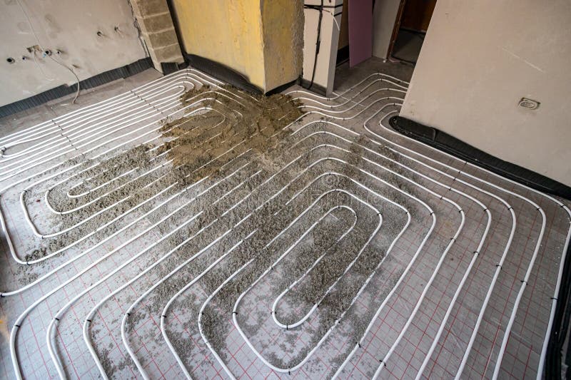 Sand and Cement Floor Screed Over Floor Heating System in Residential ...