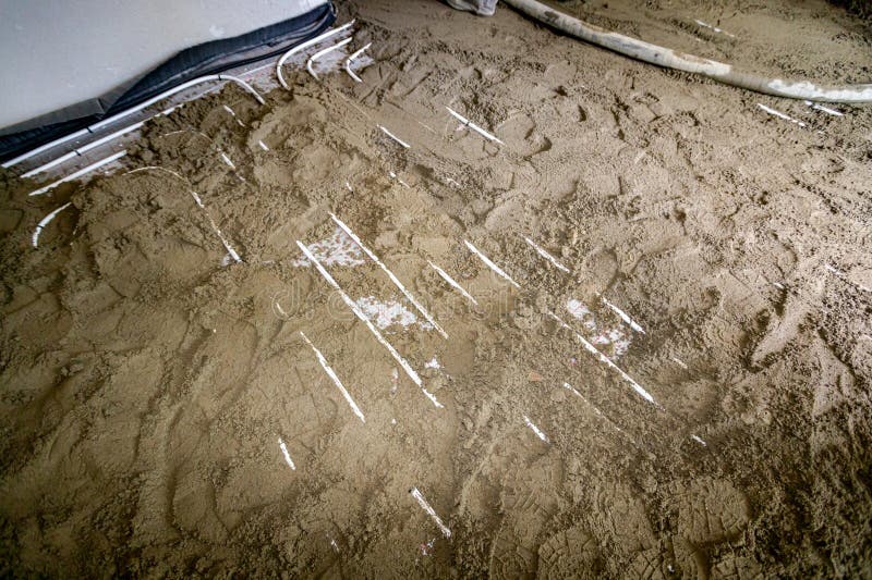 Sand and Cement Floor Screed Over Floor Heating System in Residential ...