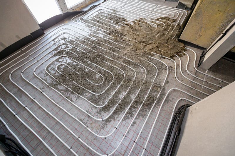 Sand and Cement Floor Screed Over Floor Heating System in Residential ...